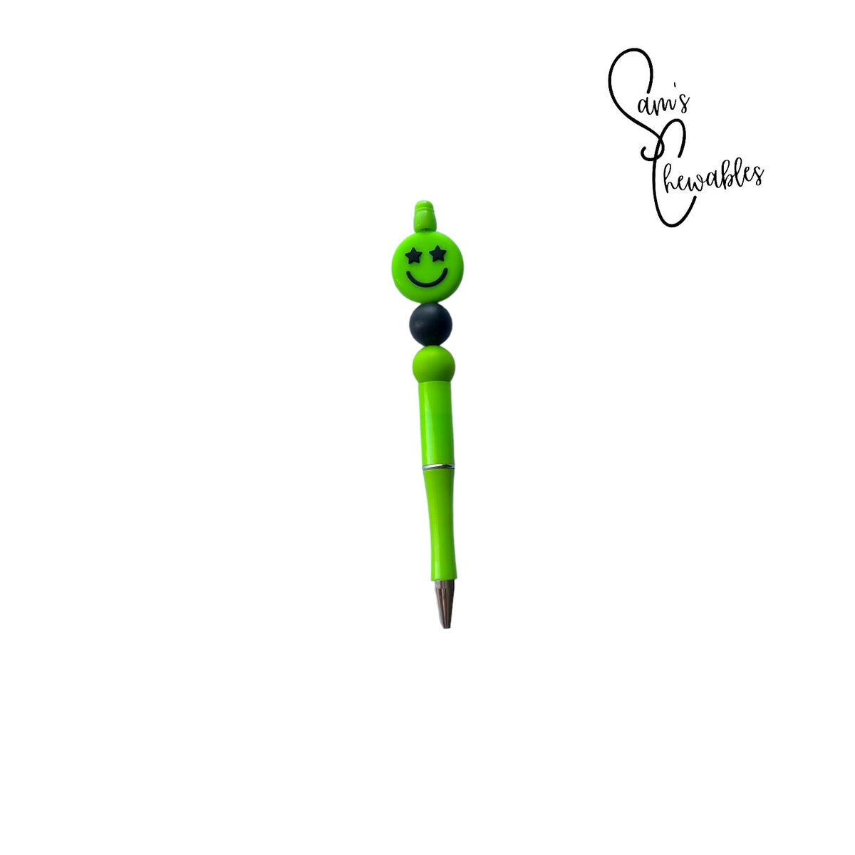 Green Smiley Face Pen – Sam's Chewables